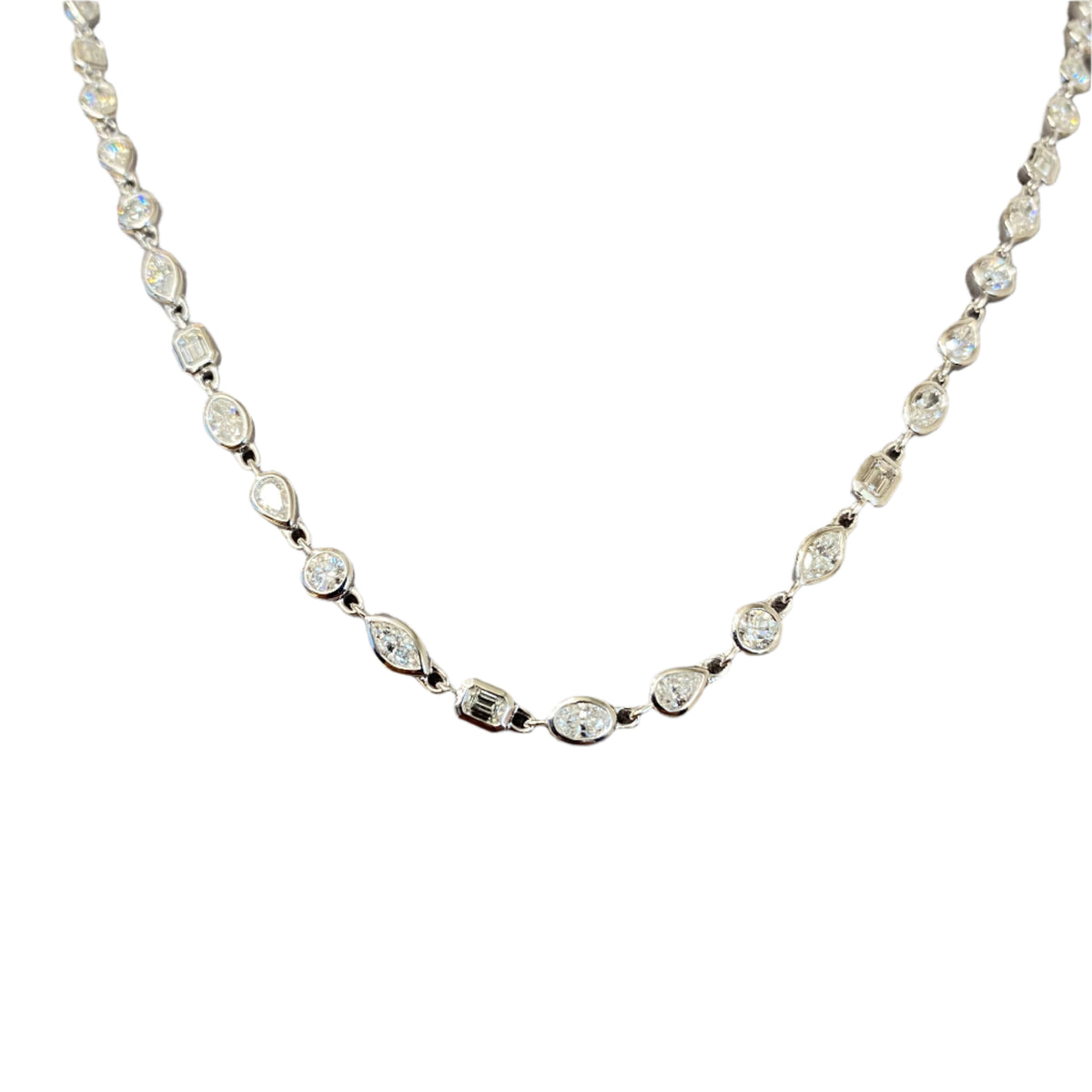 18K White Gold Mixed Cut Diamond Necklace – Jackson Hole Jewelry Company