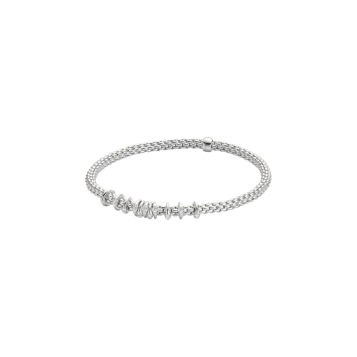 FOPE PRIMA 18K Gold Multi-Charm Flex'it Bracelet with White Diamonds ...