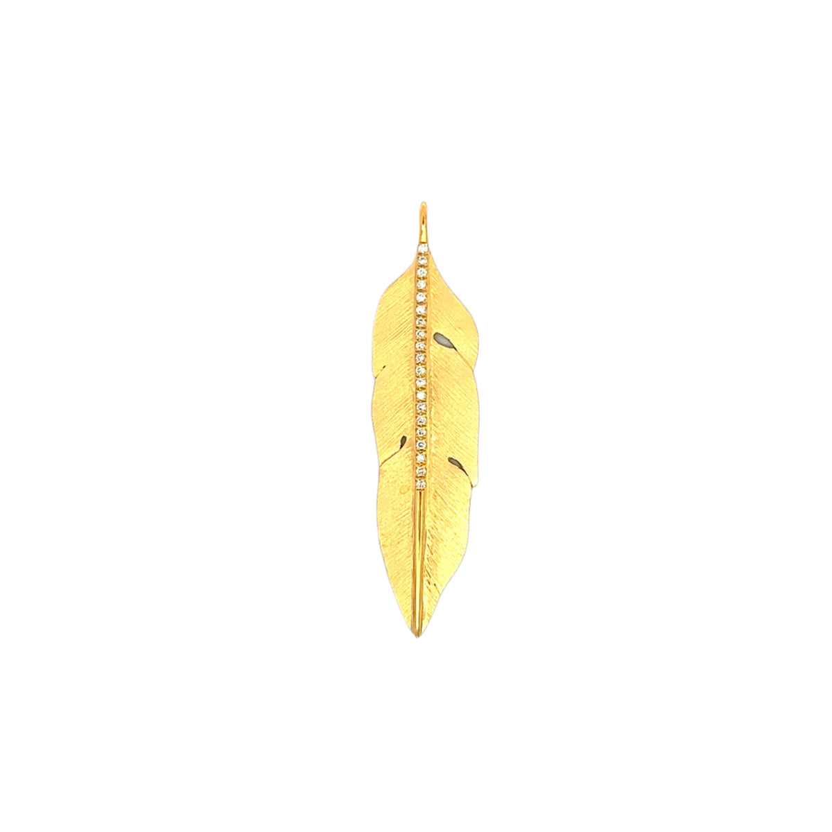 14K Yellow Gold Feather Pendant with Diamonds – Jackson Hole Jewelry ...