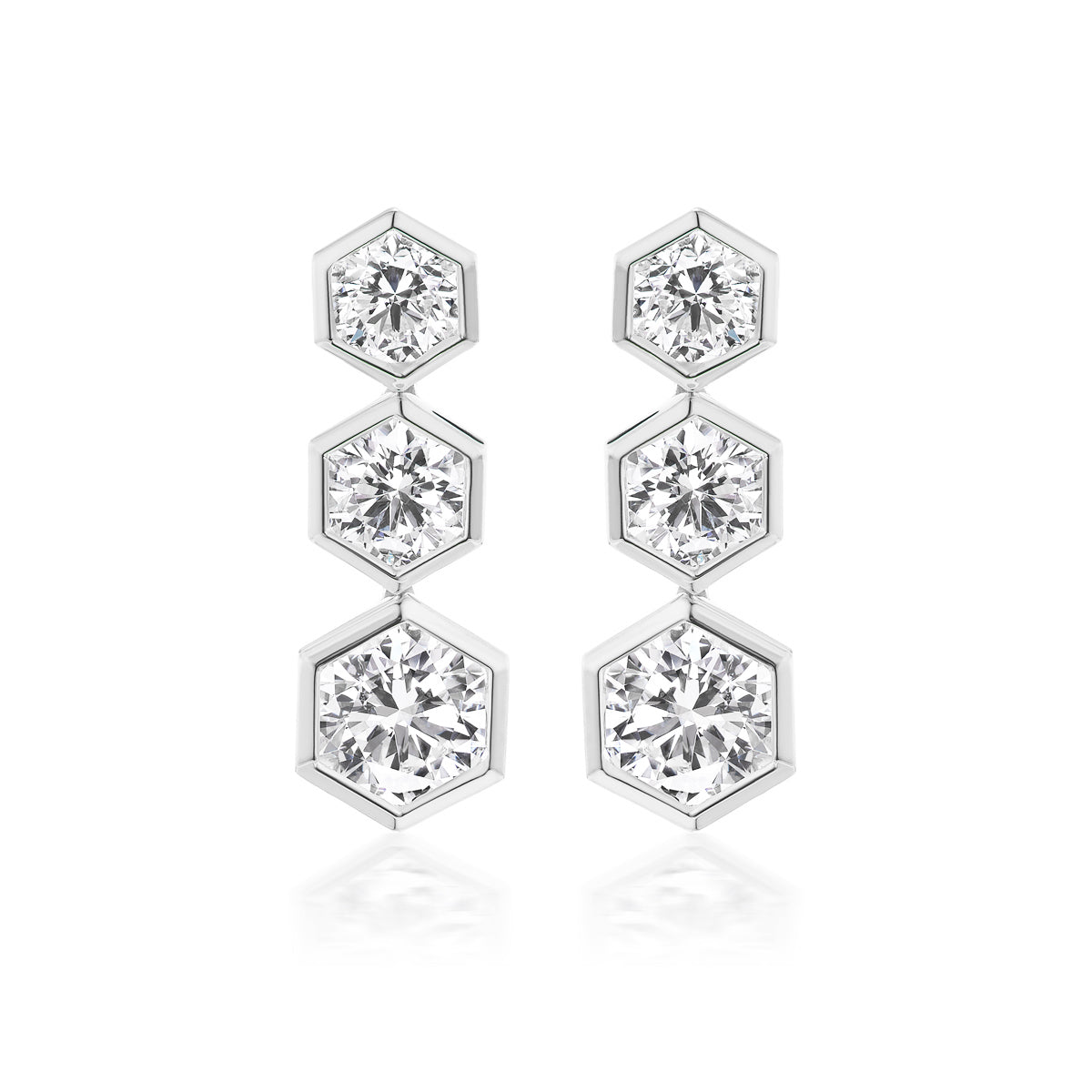 Hex Collection 18K Gold Drop Earrings with White Diamonds – Jackson ...