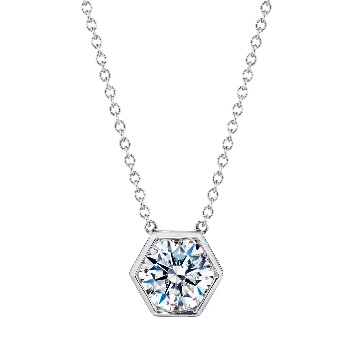Hex Collection 18K Gold Hexagonal White Diamond Pendant – Jackson Hole ...