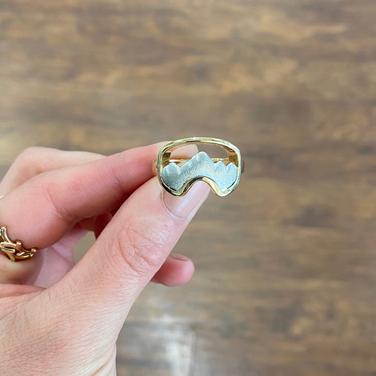 14K Yellow and White Gold Teton Ski Goggle Ring – Jackson Hole Jewelry ...