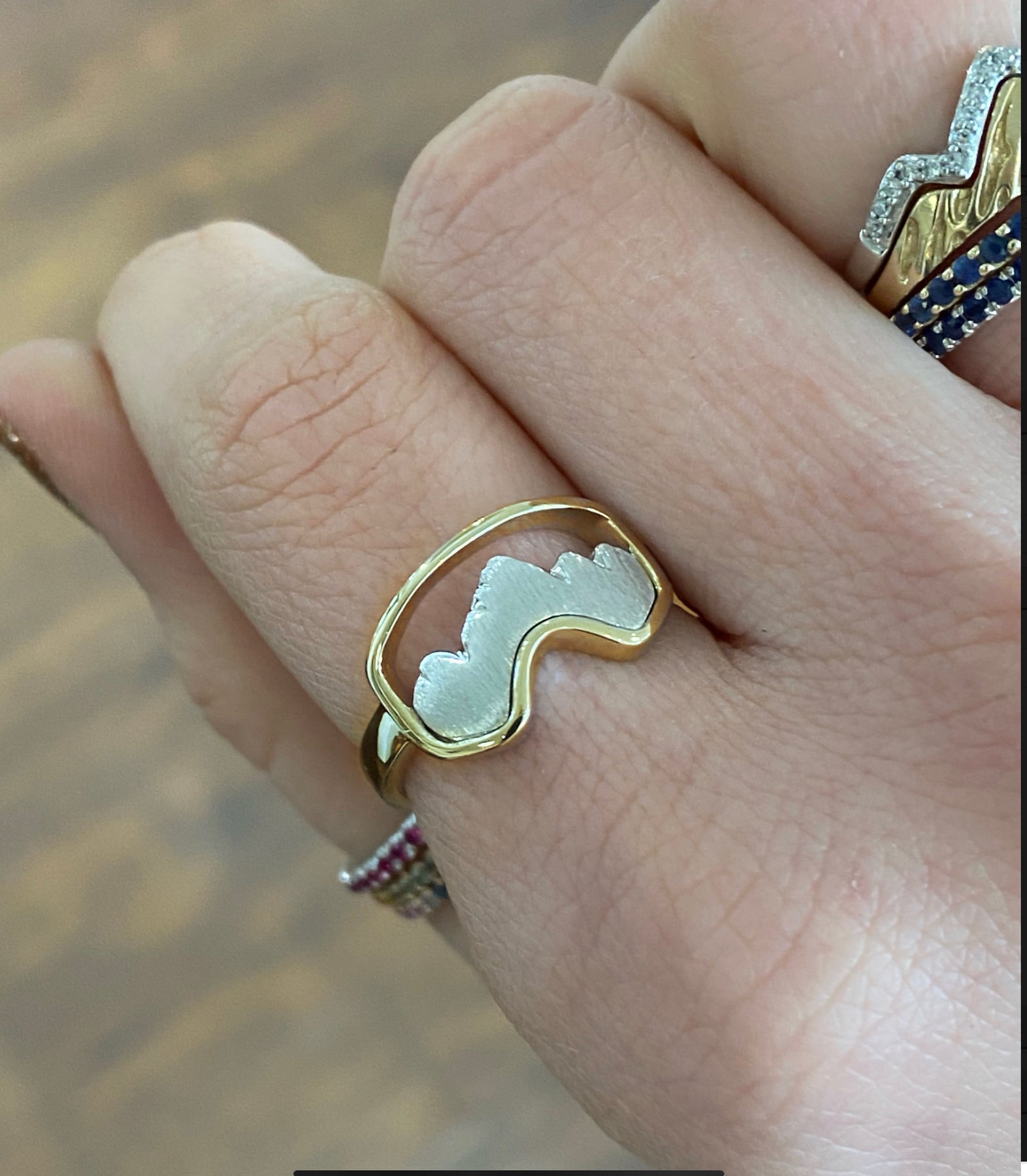 14K Yellow and White Gold Teton Ski Goggle Ring – Jackson Hole Jewelry ...