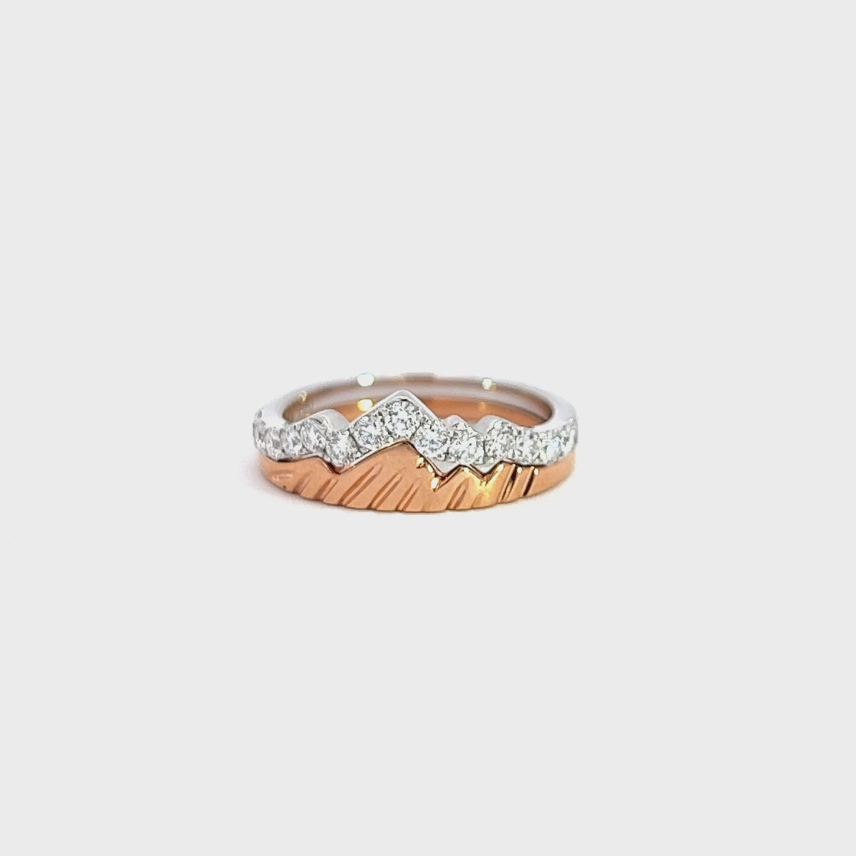 LUXE EDITION: 18K Rose & White Gold Teton Stacking Rings™ (2 Ring Set ...